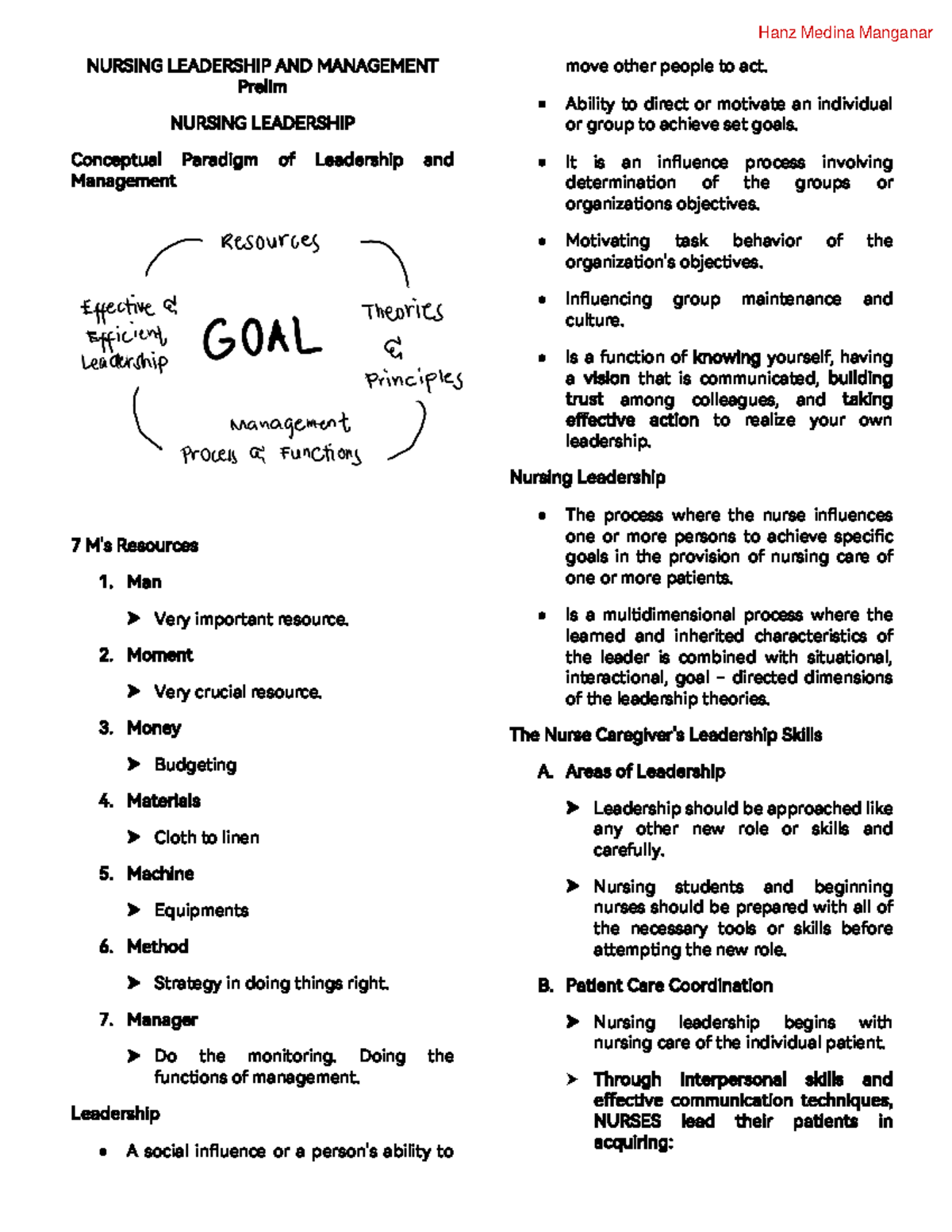 NURS 300 - Nursing Leadership: Prelim Exam Reviewer Guide - Studocu