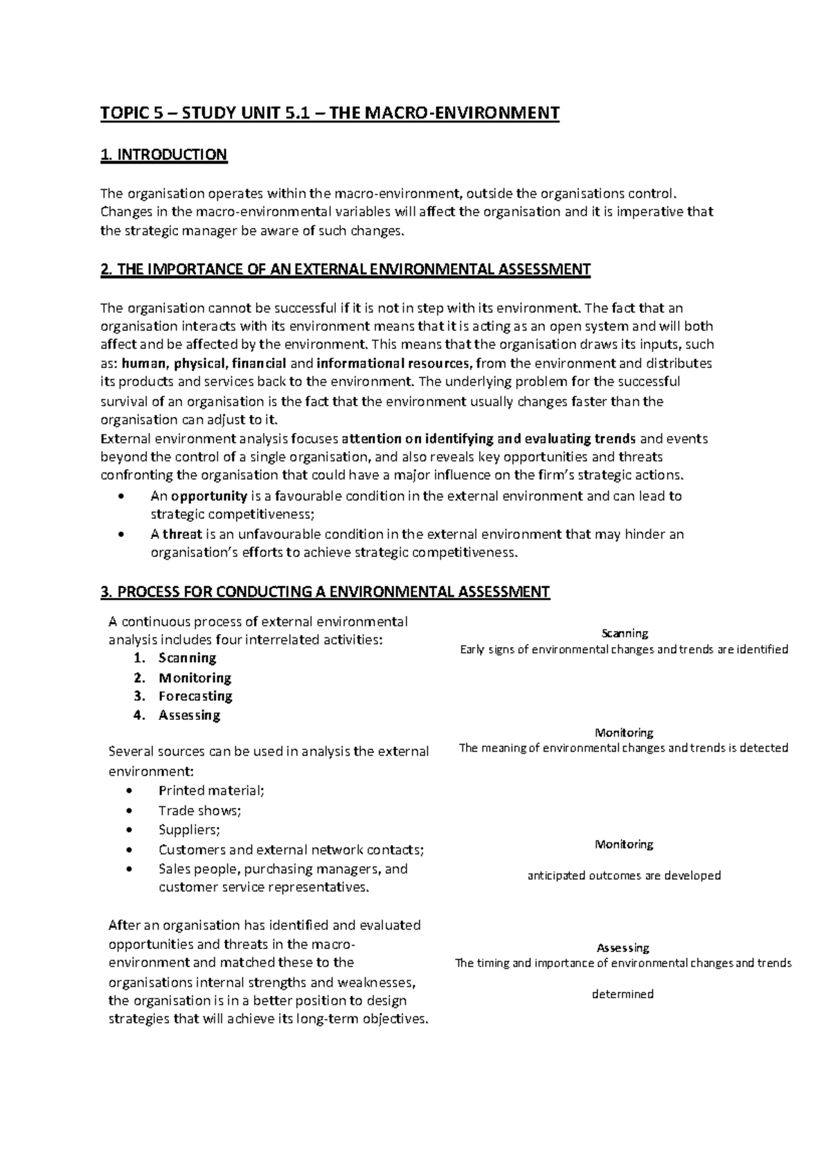 Topic 5 - Study Unit 5.1: Analyzing the Macro-Environment Factors - Studocu