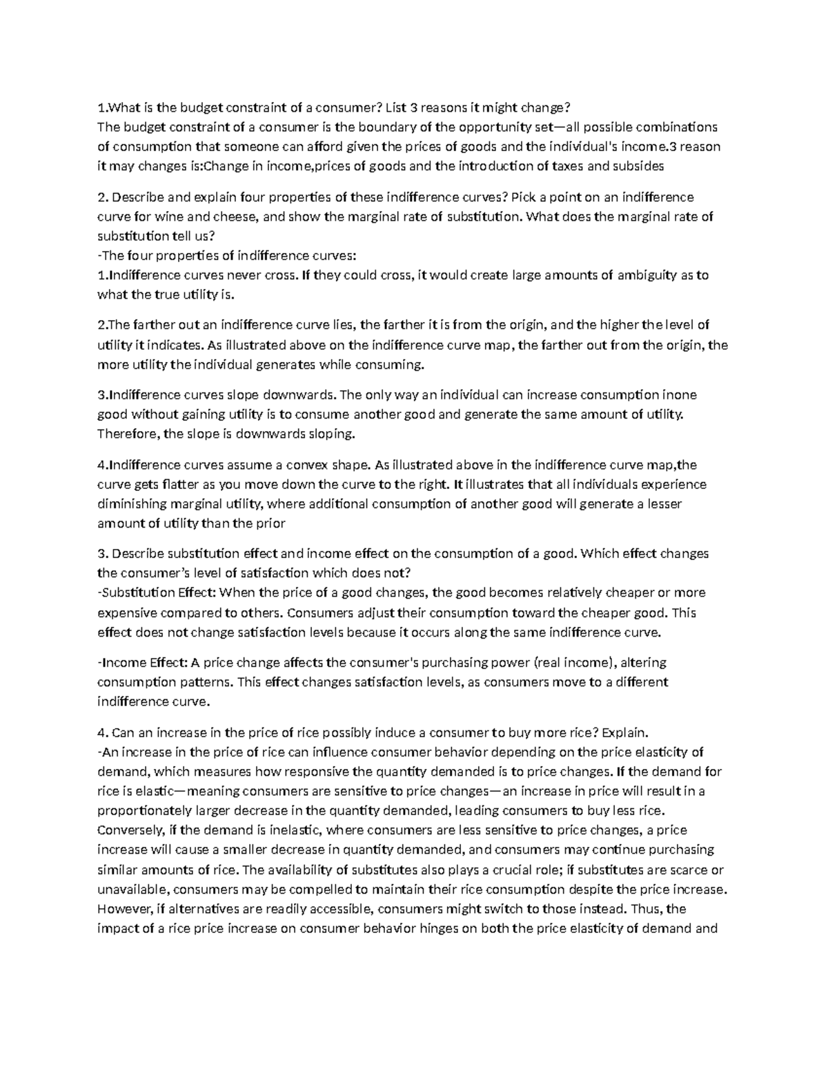 HW5 - Consumer Budget Constraints and Indifference Curves Explained ...