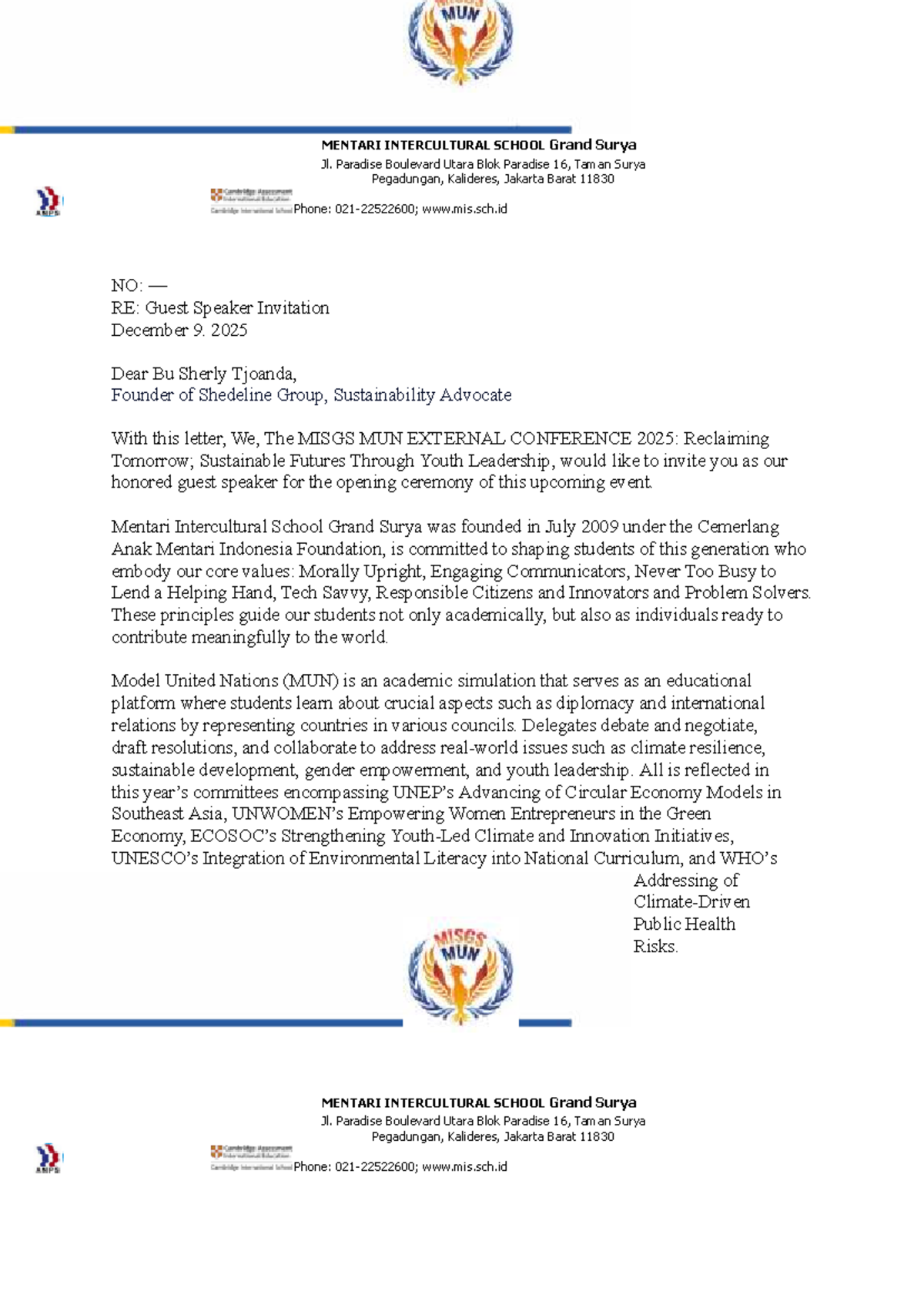 MUN Training Invitation: Guest Speaker for MISGS 2025 Event - Studocu