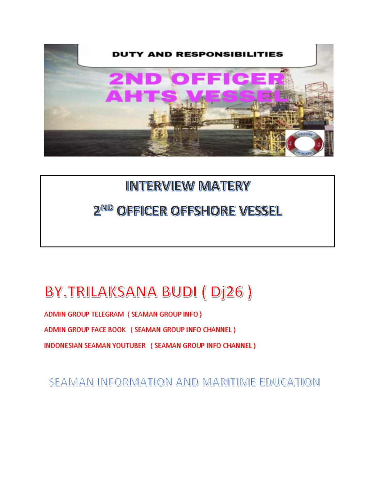 Modul Interview - 2ND Officer Offshore Responsibilities & Procedures ...