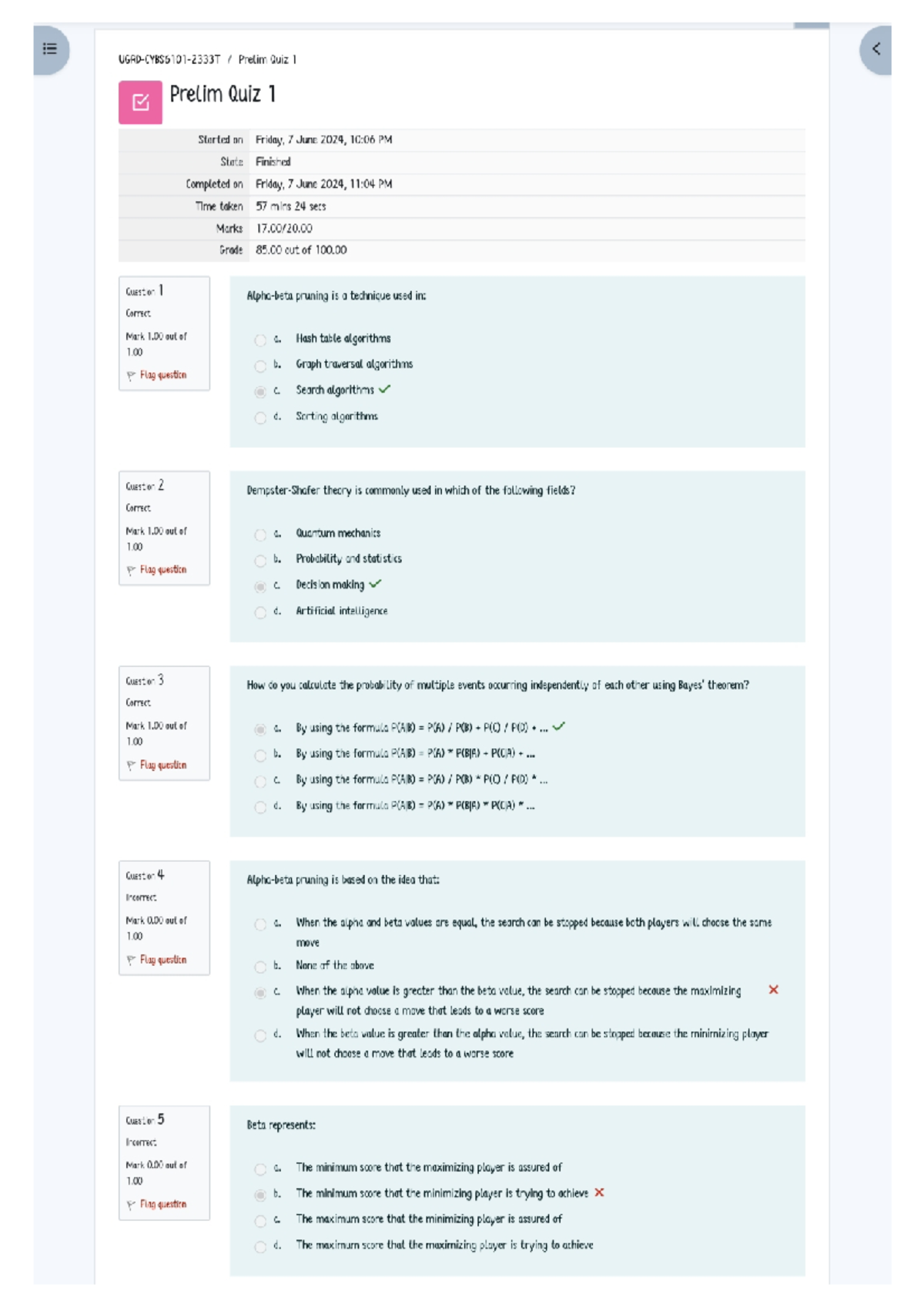 AI Fundamentals: Prelim Quiz 1 Insights and Key Concepts - Studocu