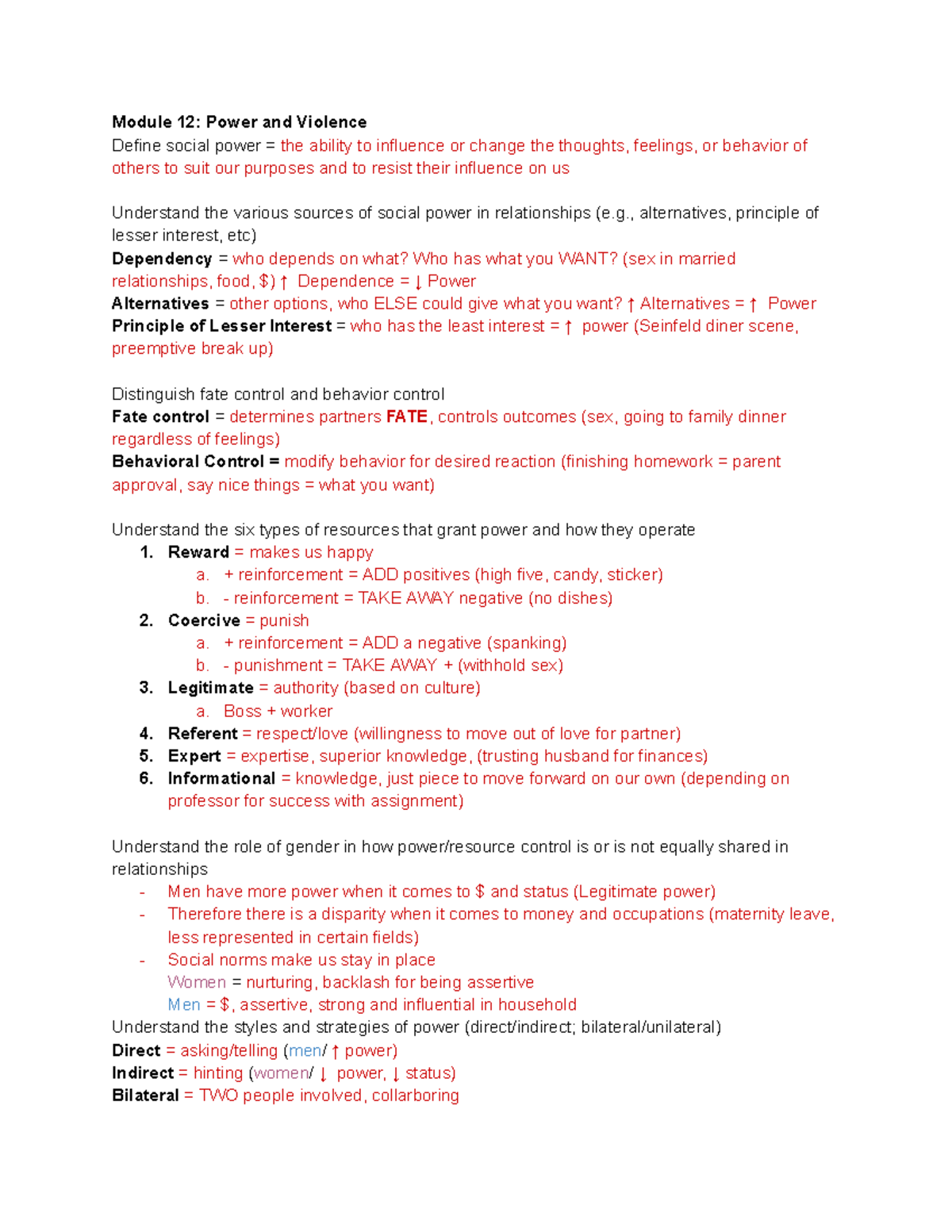Module 12: Power and Violence - Key Concepts and Theories - Studocu