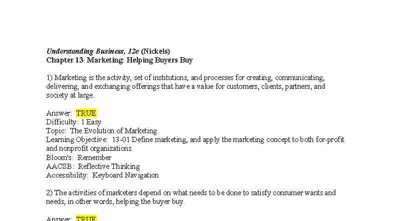 Chapter 13 database - Understanding Business, 12e (Nickels) Chapter 13 ...