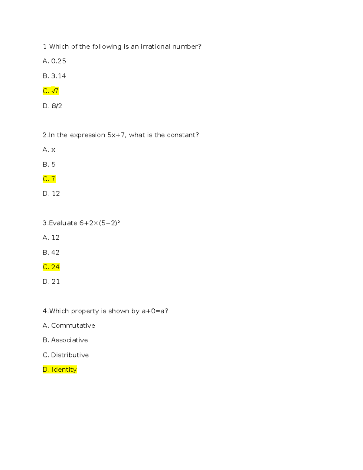 Supplementary Questions for Math 101: Irrational Numbers & Integrals ...