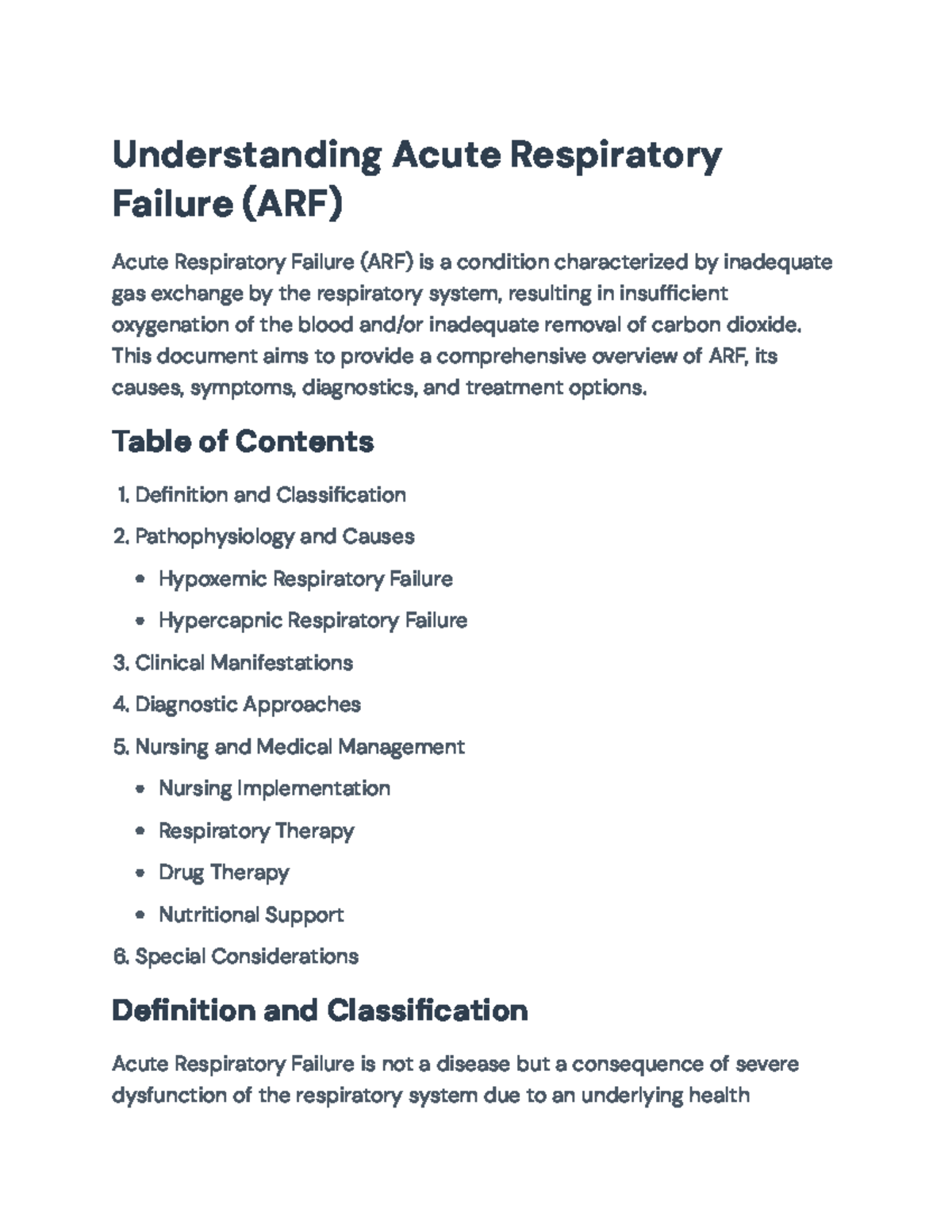 Understanding Acute Respiratory Failure (ARF): Causes, Symptoms & Care ...