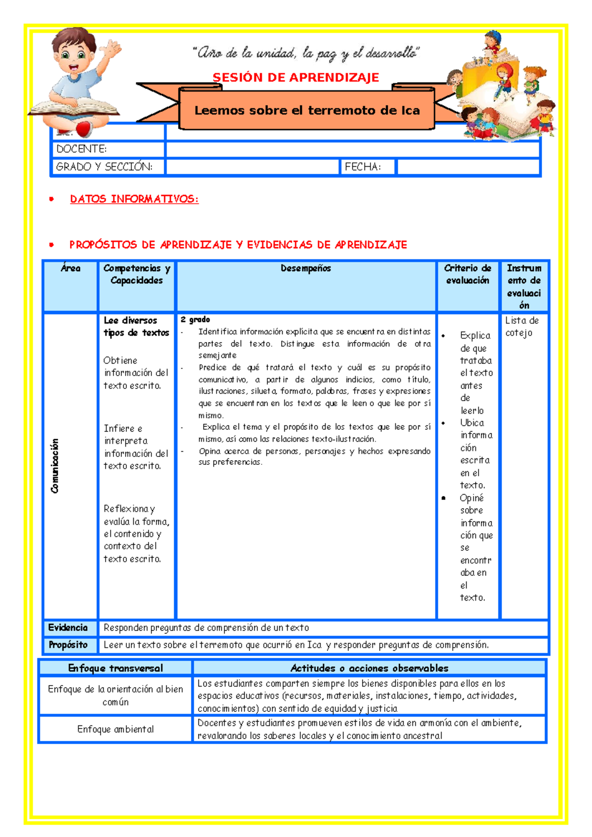 E7 S2 Sesión D4: Lectura y Comprensión del Terremoto en Ica - Studocu