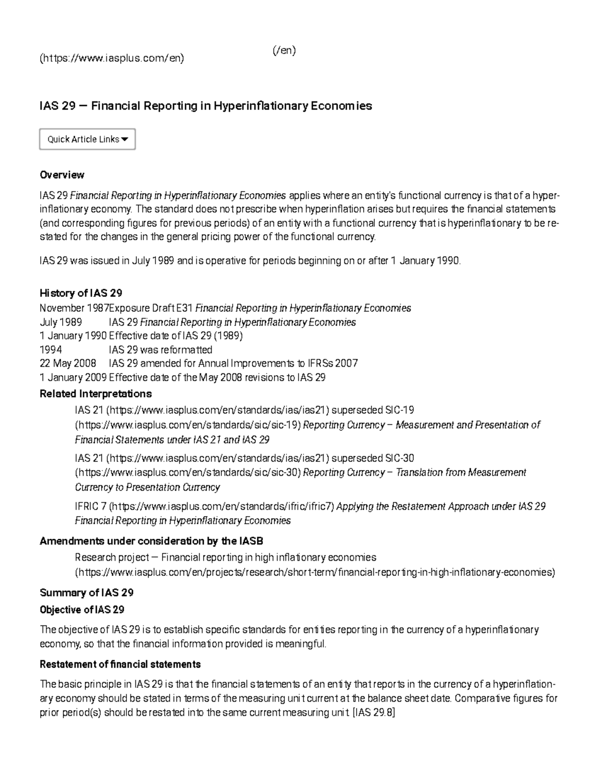 IAS 29 — Financial Reporting in Hyperinflationary Economies - (iasplus ...