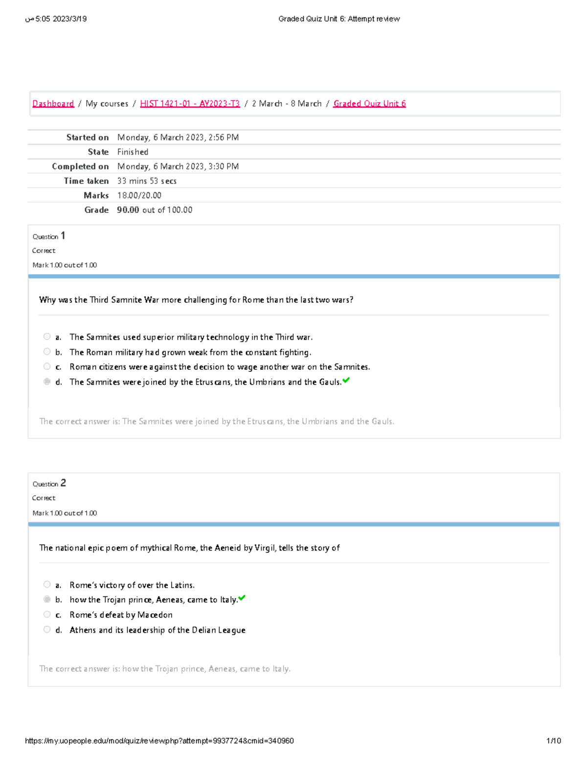Graded Quiz Unit 6 Attempt review - Started on Monday, 6 March 2023, 2: ...