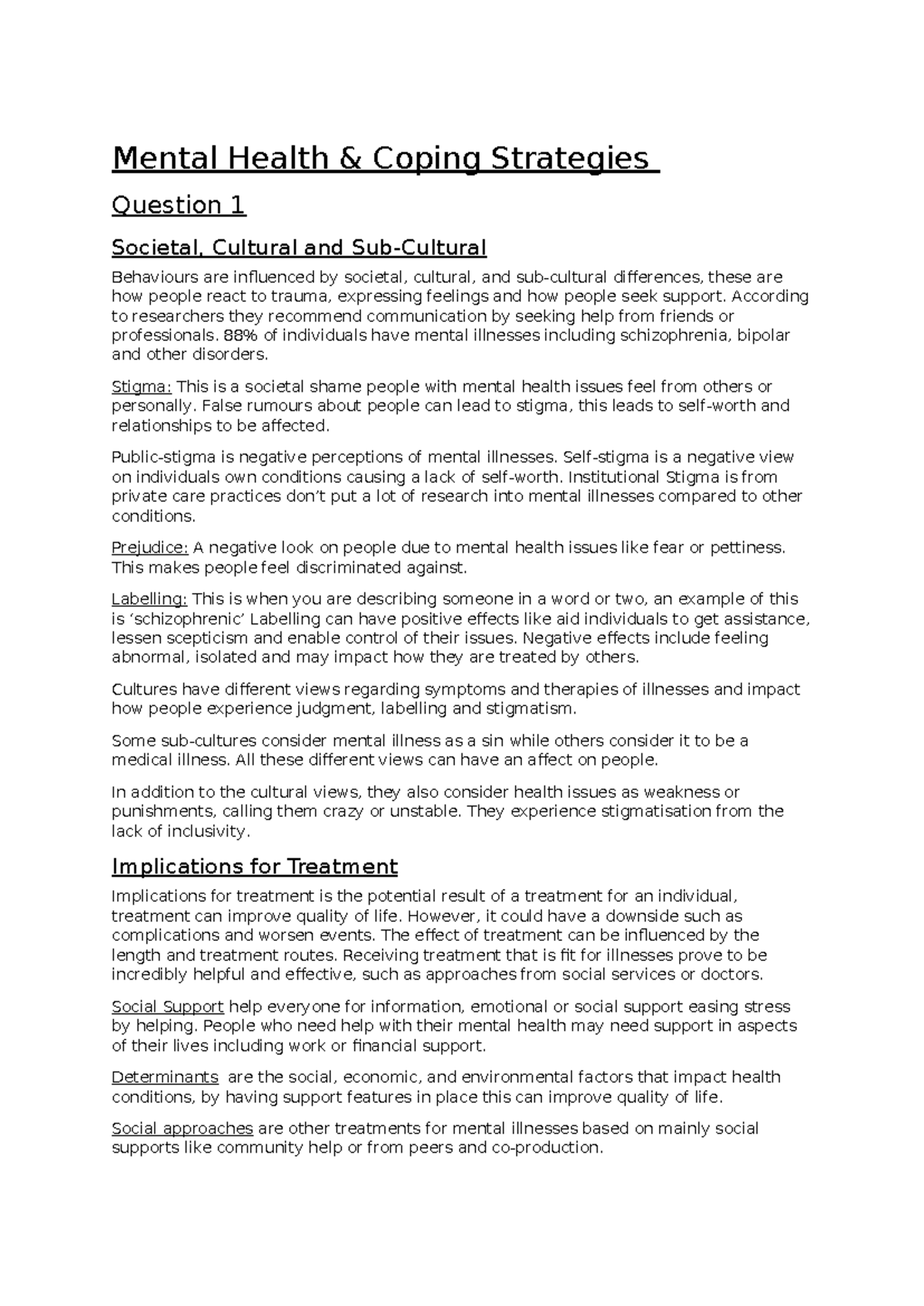 Unit 13 Final Exam - Mental Health: Stigma, Treatment & Coping ...