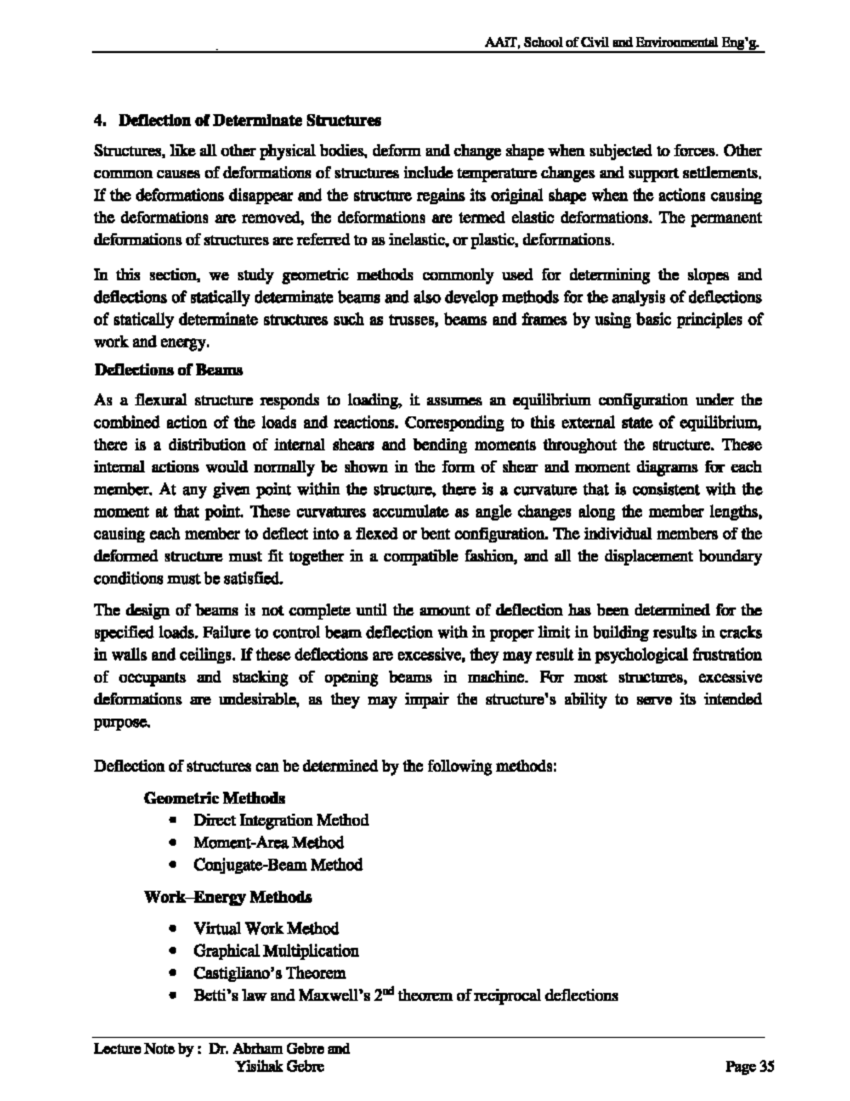AAiT CE 4: Chapter 7 - Deflection Analysis of Statically Determinate ...