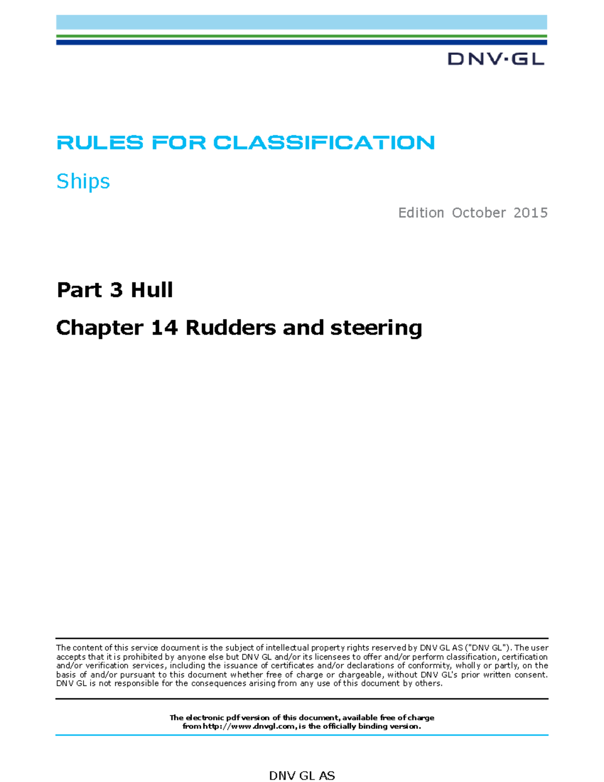 DNVGL RU SHIP Pt3Ch14 - Classification Rules for Rudders and Steering ...