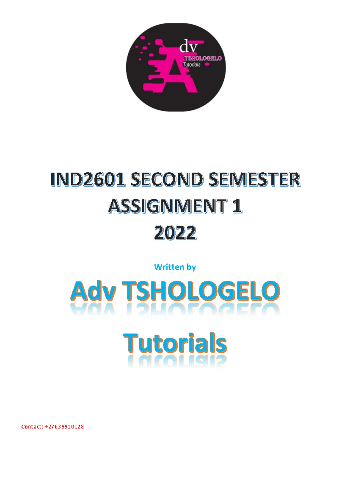 IND2601 Assignment 1 Guidelines and Instructions 2025 - Studocu