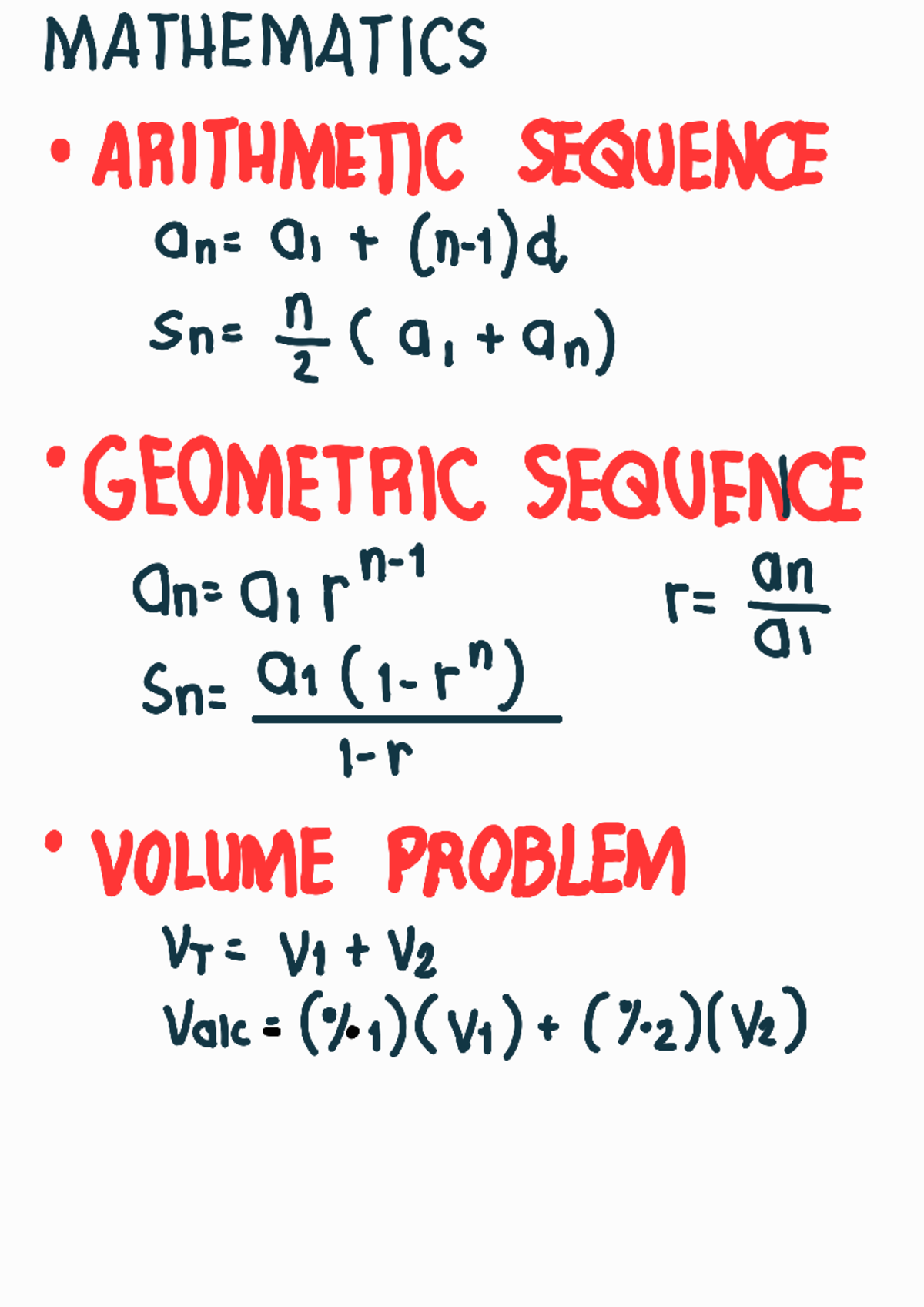 MSTC Mathematics Summary of Key Formulas and Concepts - Studocu