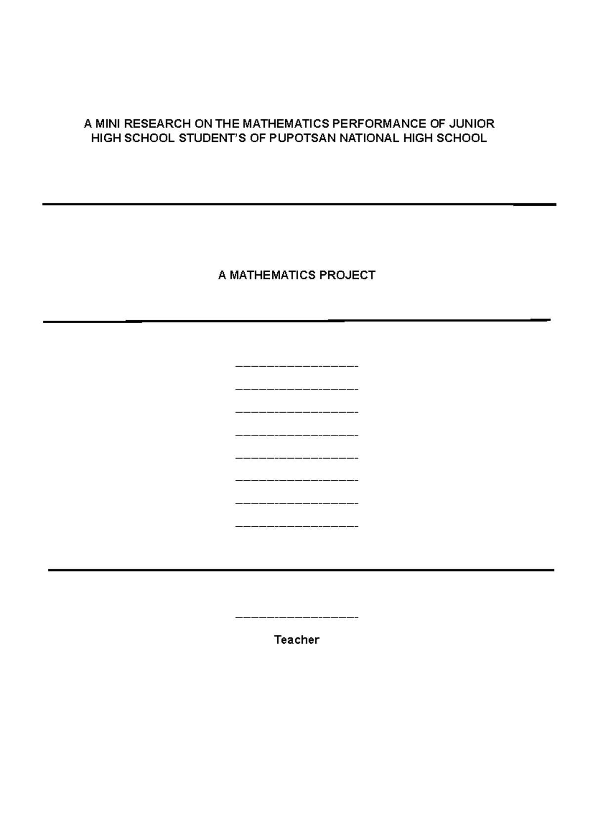 Mathematics 10 mini research - A MINI RESEARCH ON THE MATHEMATICS ...
