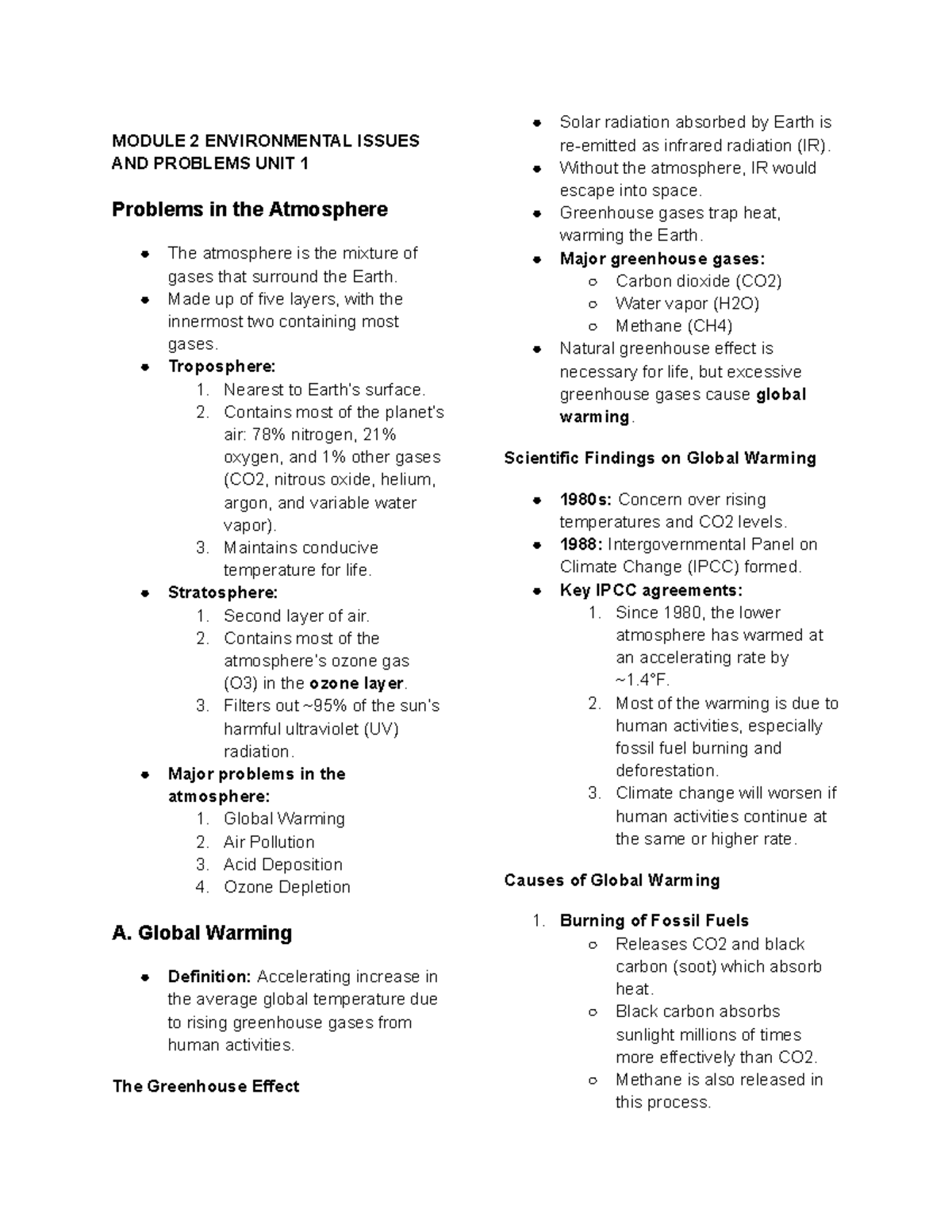 MODULE 2: Environmental Issues & Problems - Unit 1 Overview - Studocu