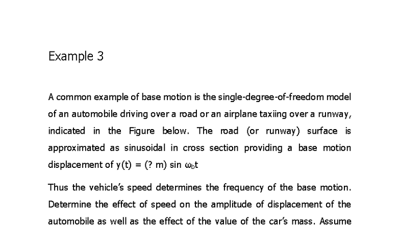 Example 3 - Base Motion Analysis in Vehicle Dynamics - Studocu