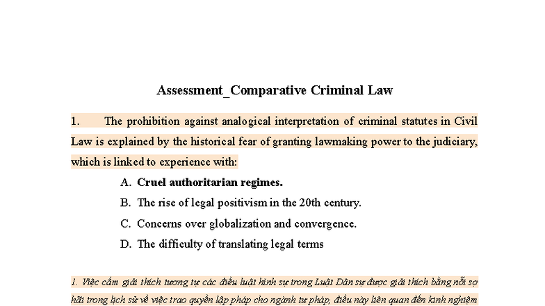 Assessment of Comparative Criminal Law: Key Concepts and Issues - Studocu