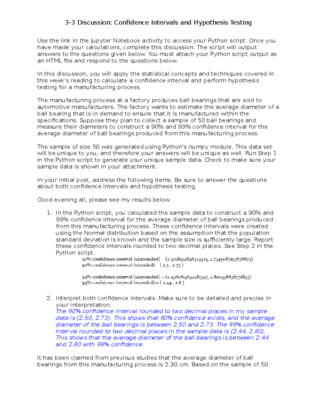 3-3 Discussion: Exploring Confidence Intervals & Hypothesis Testing ...