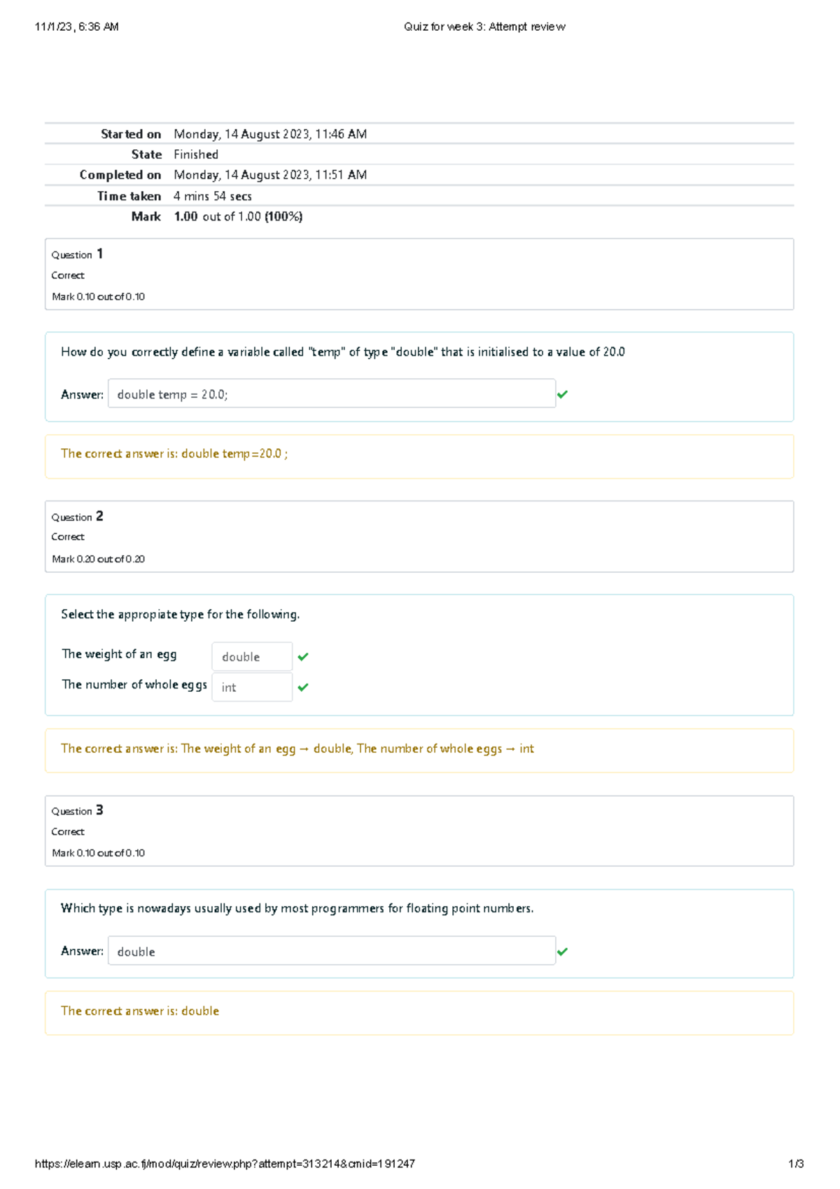 CS111 week 3 Quiz Attempt by Georgy Tari - 11/1/23, 6:36 AM Quiz for ...