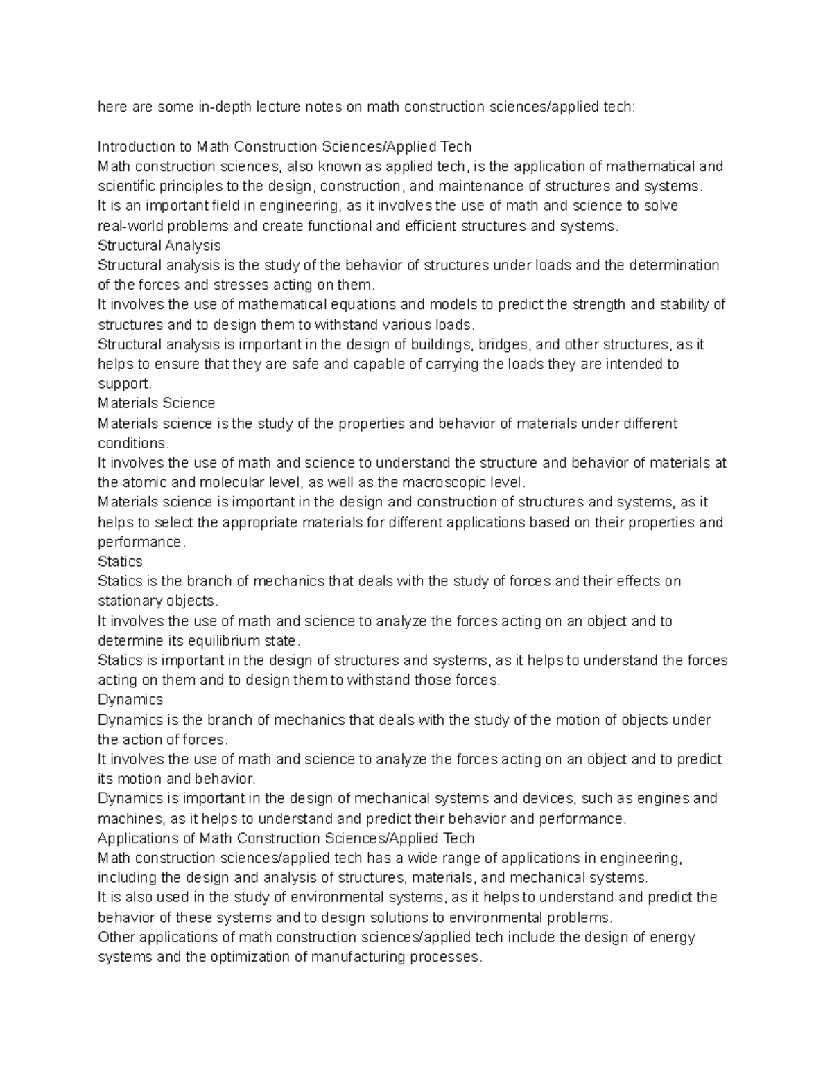 Math Construction Sciences Applied Tech - here are some in-depth ...