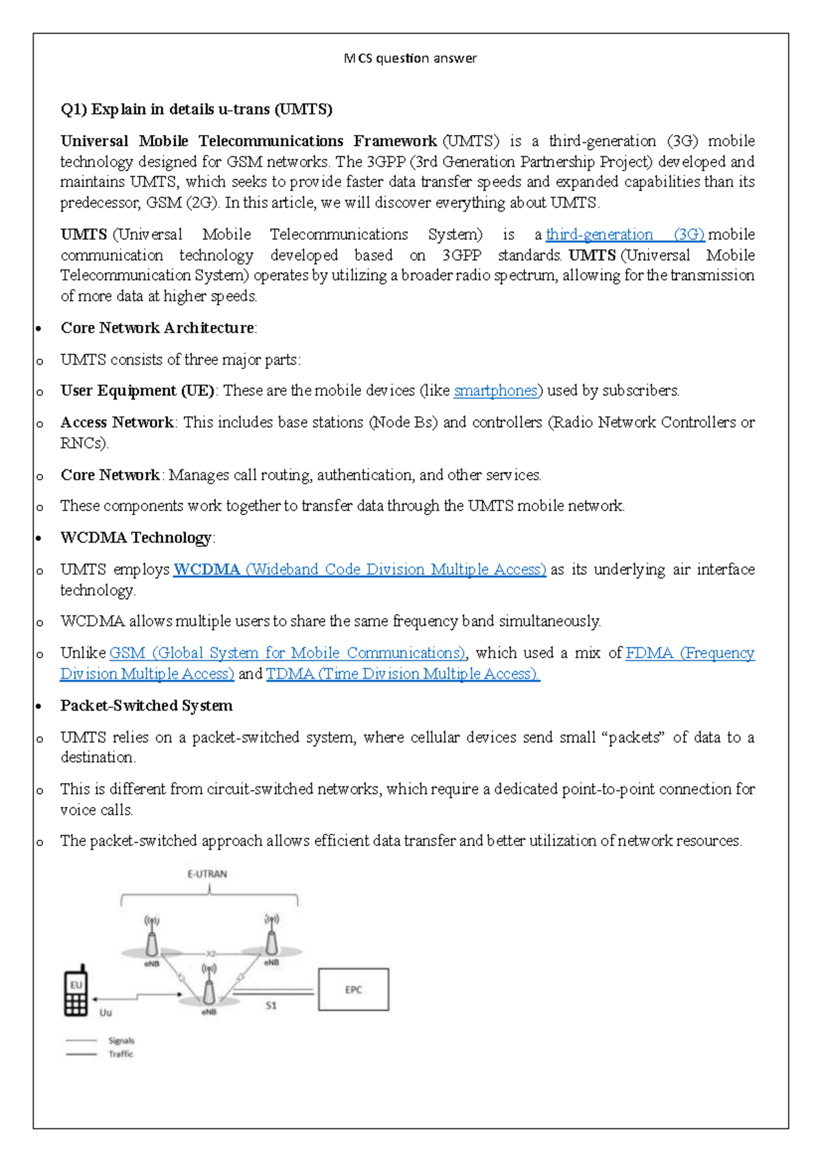 MCS Answer Key: Detailed Explanations on UMTS, LTE, MIMO, and NOMA ...