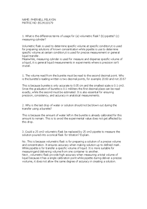 LAB Report 1 Aelaura Janis SP025 - τ t Name: Aelaura Janis Matric no ...