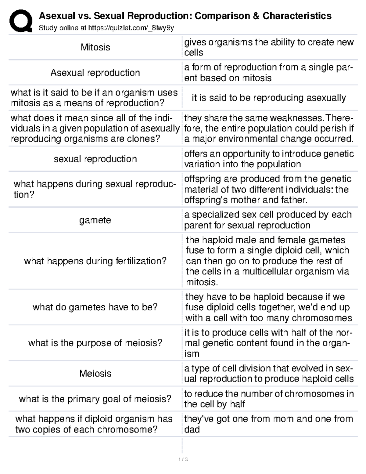Asexual vs. Sexual Reproduction Comparison & Characteristics - Asexual ...