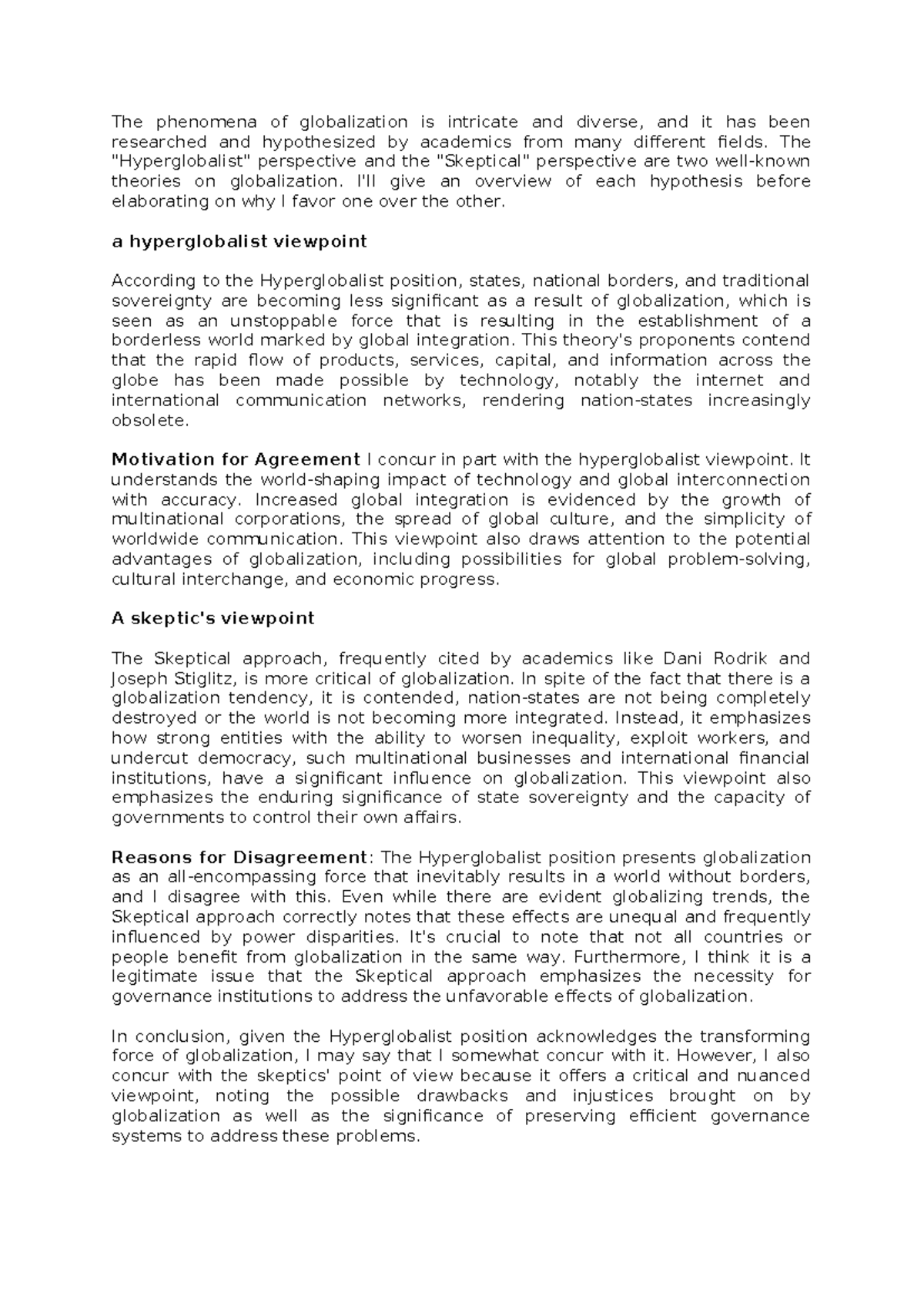 POLS 1503 Discussion Assignment: Globalization Theories Overview - Studocu