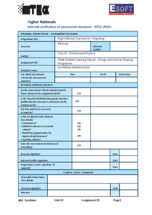 Professional practice assignment - Higher Nationals Internal ...