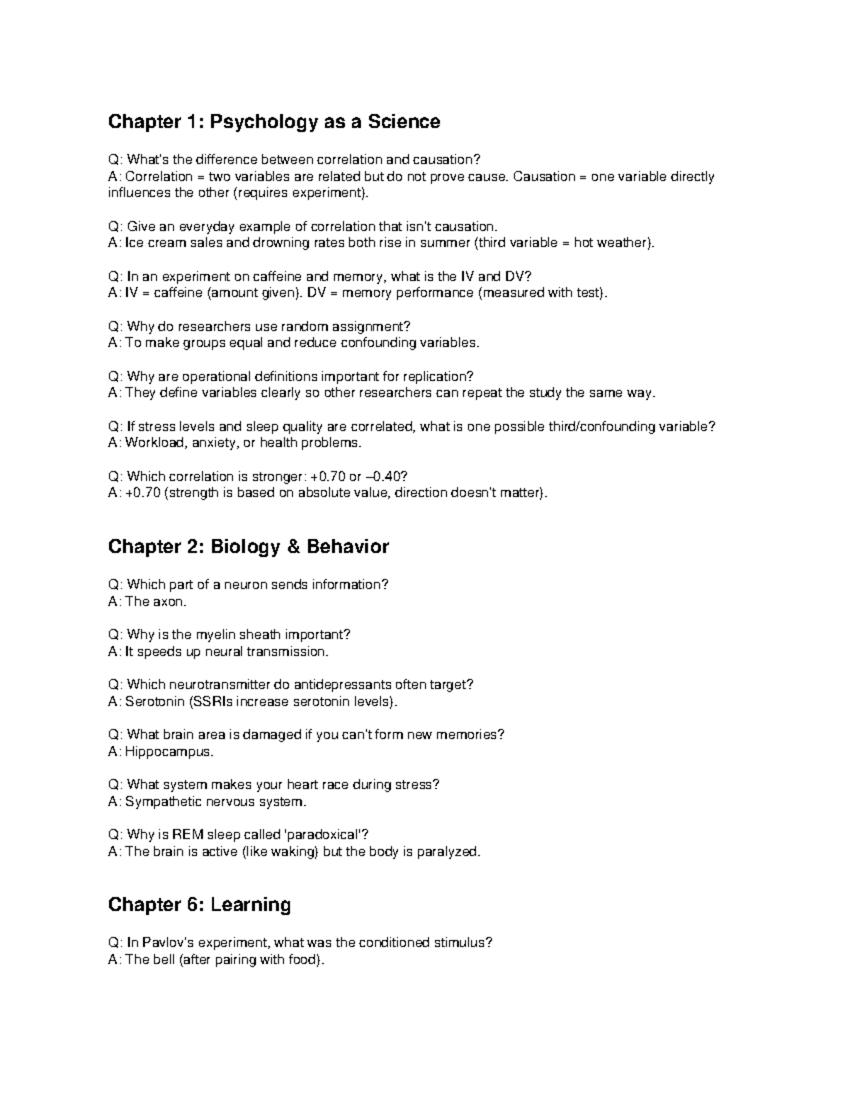 General Psychology Exam 1 Flashcards: Key Concepts & Q&A - Studocu