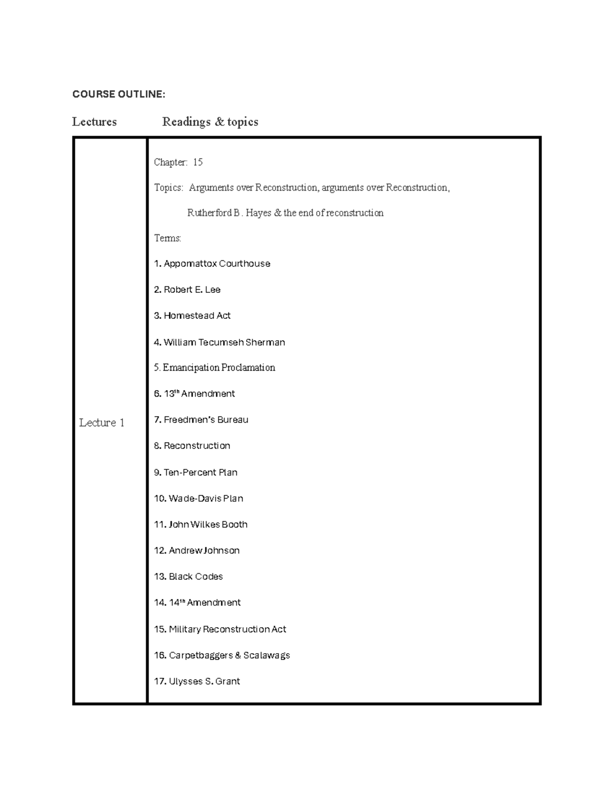 HIST 101: Lecture Notes on Reconstruction and Gilded Age - Studocu