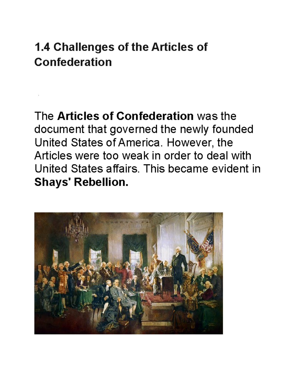 AP GOV Unit 1.4: Challenges of the Articles of Confederation - Studocu