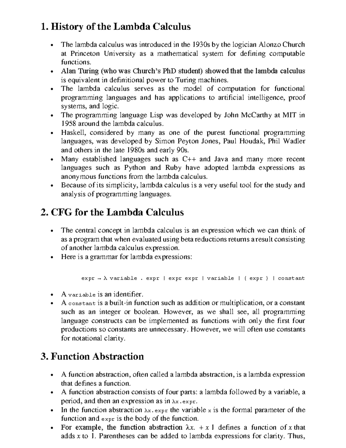 Lambda Calculus Overview: History, Concepts, and Applications - Studocu