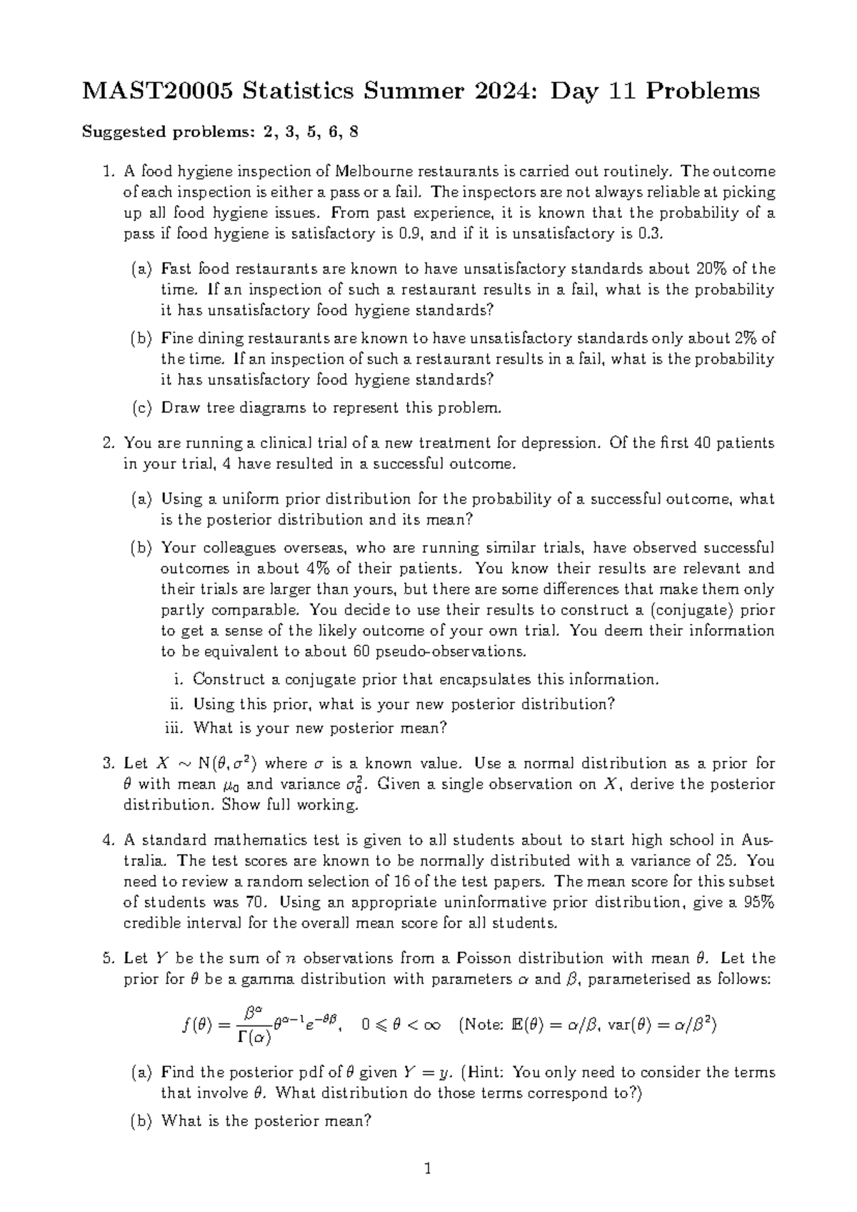 MAST20005 Statistics Summer 2024: Day 11 Problem Solutions and Insights ...