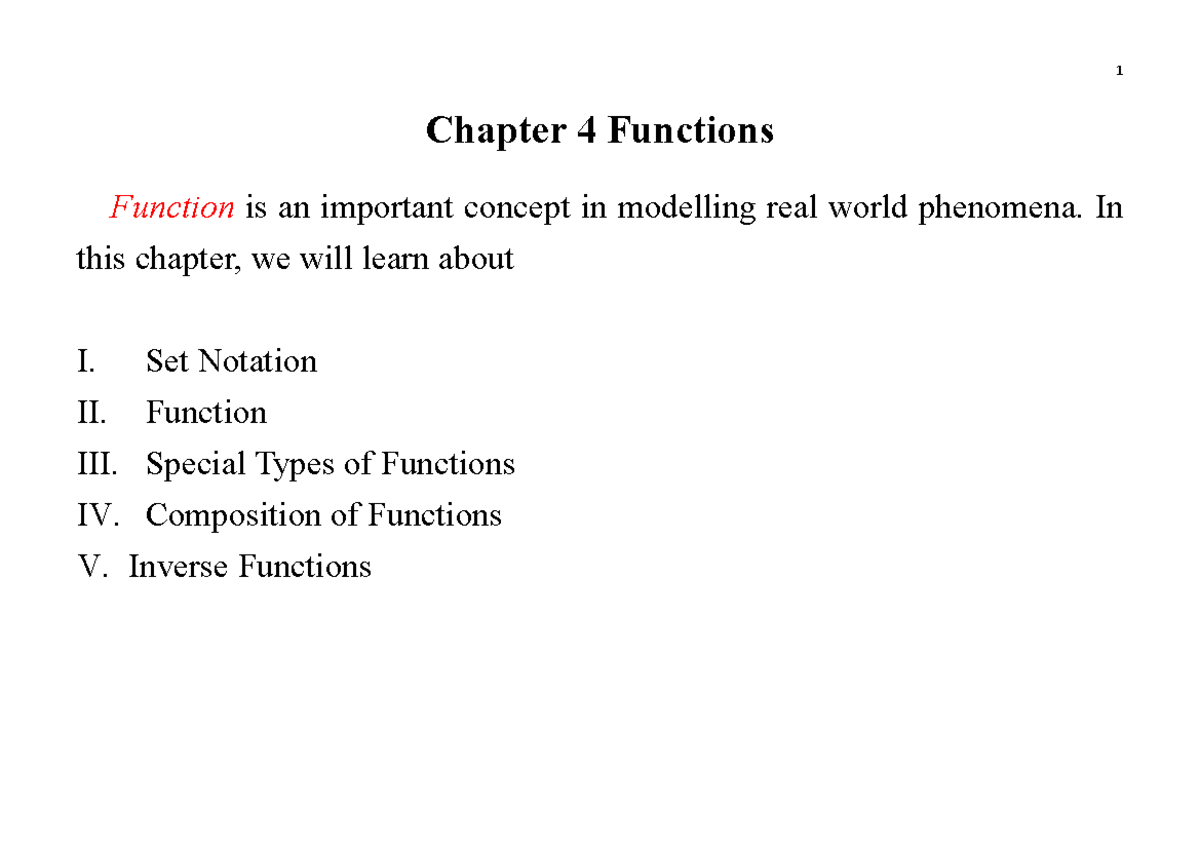 Ch4 Functions: Understanding Set Notation and Function Types - Studocu