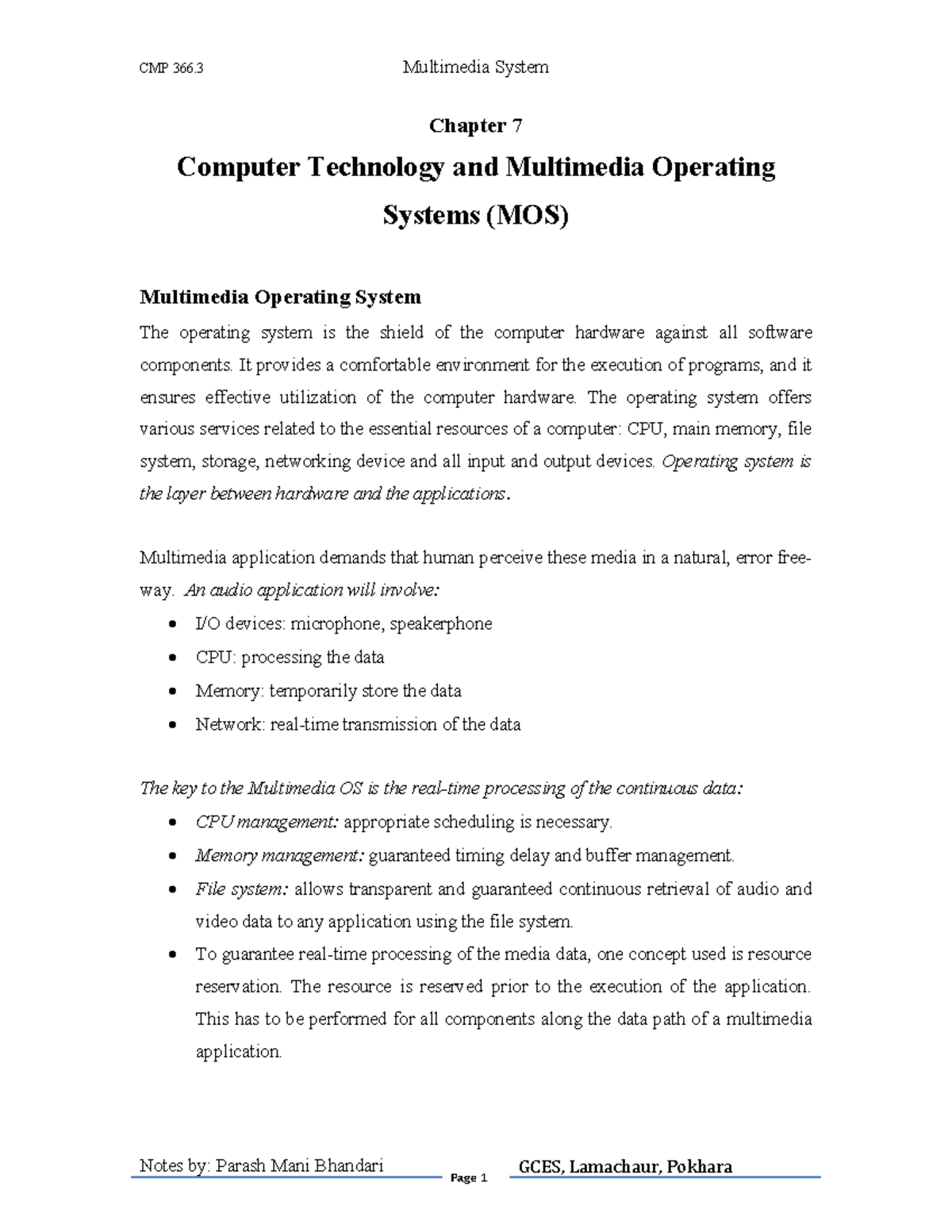 Chapter 7 Computer Technology and Multimedia Operating Systems - Chapter 7 Computer Technology ...