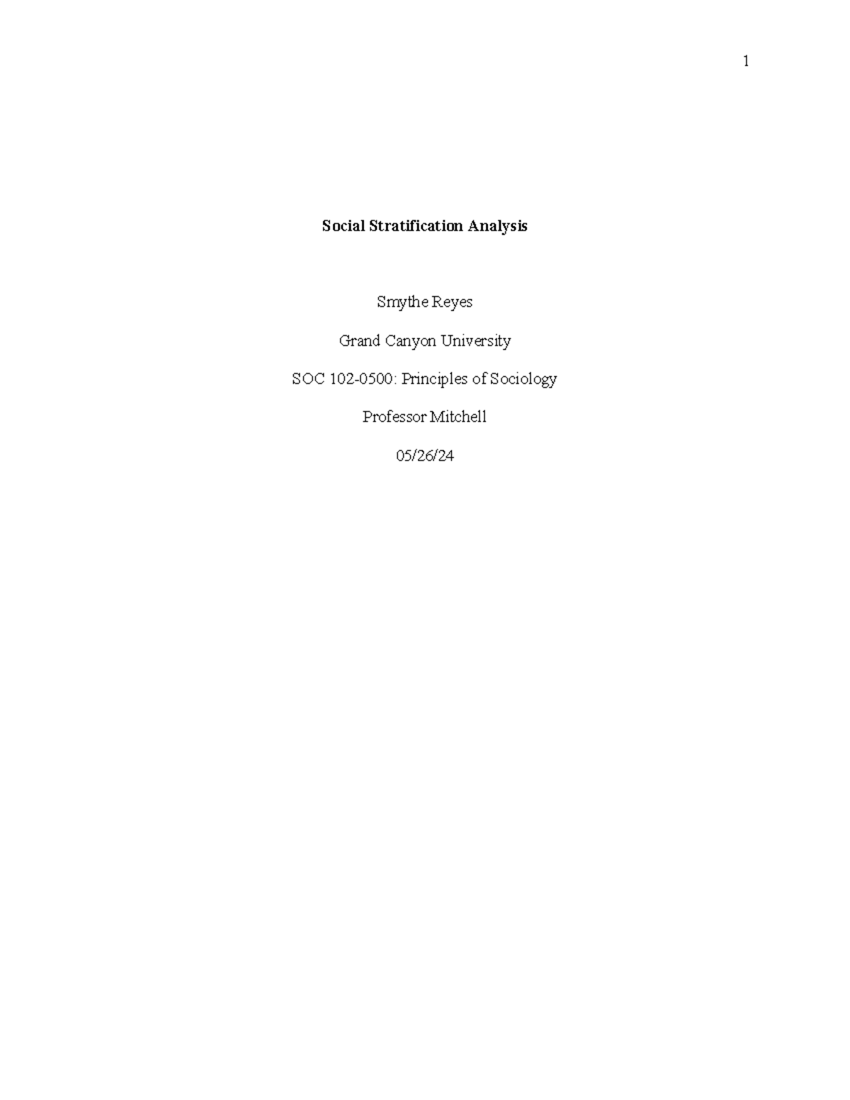 SOC 102-0500: Social Stratification and Racial Disparities Analysis ...