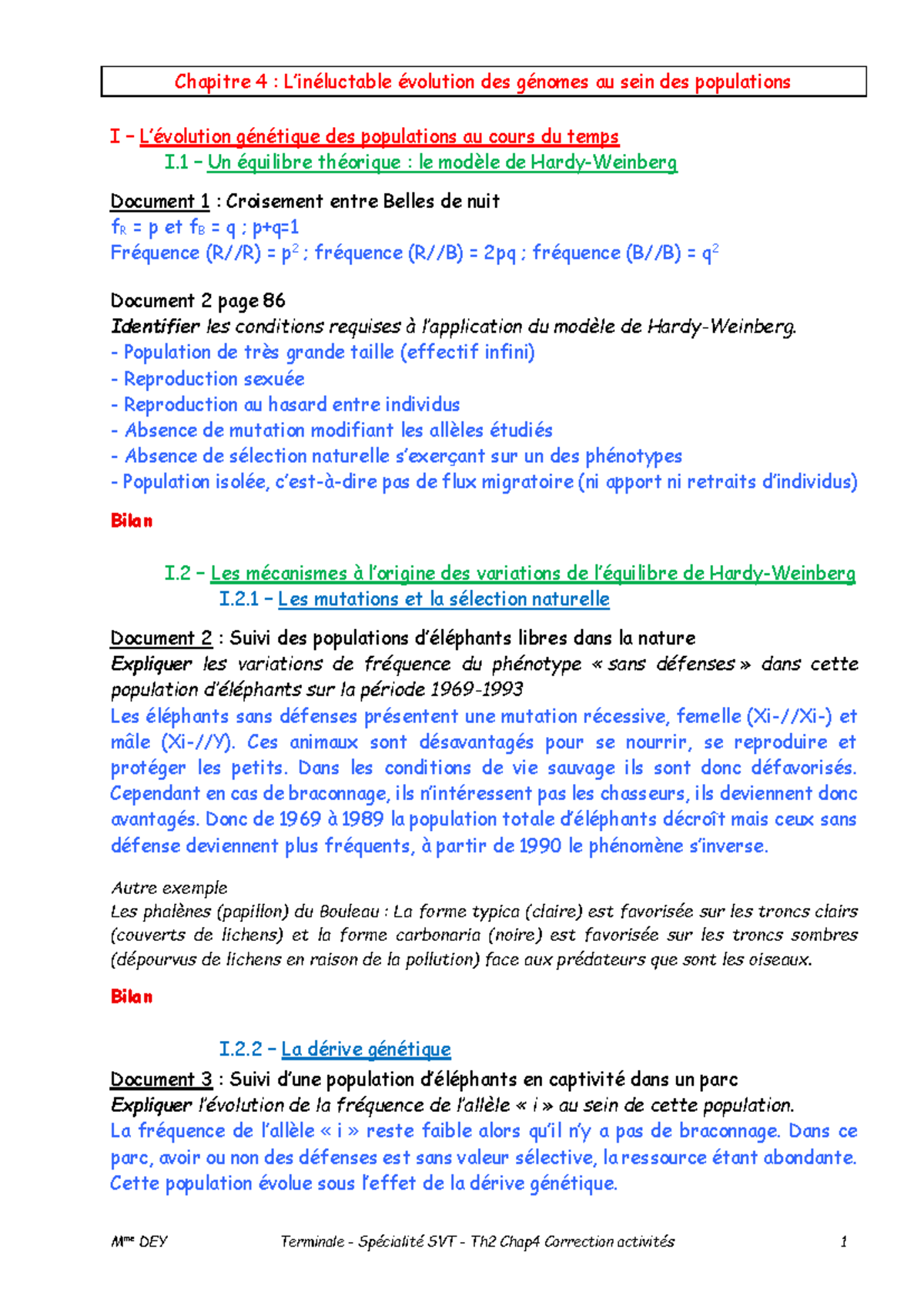Th2 Chap4 : Évolution des Génomes et Mécanismes en Génétique des ...