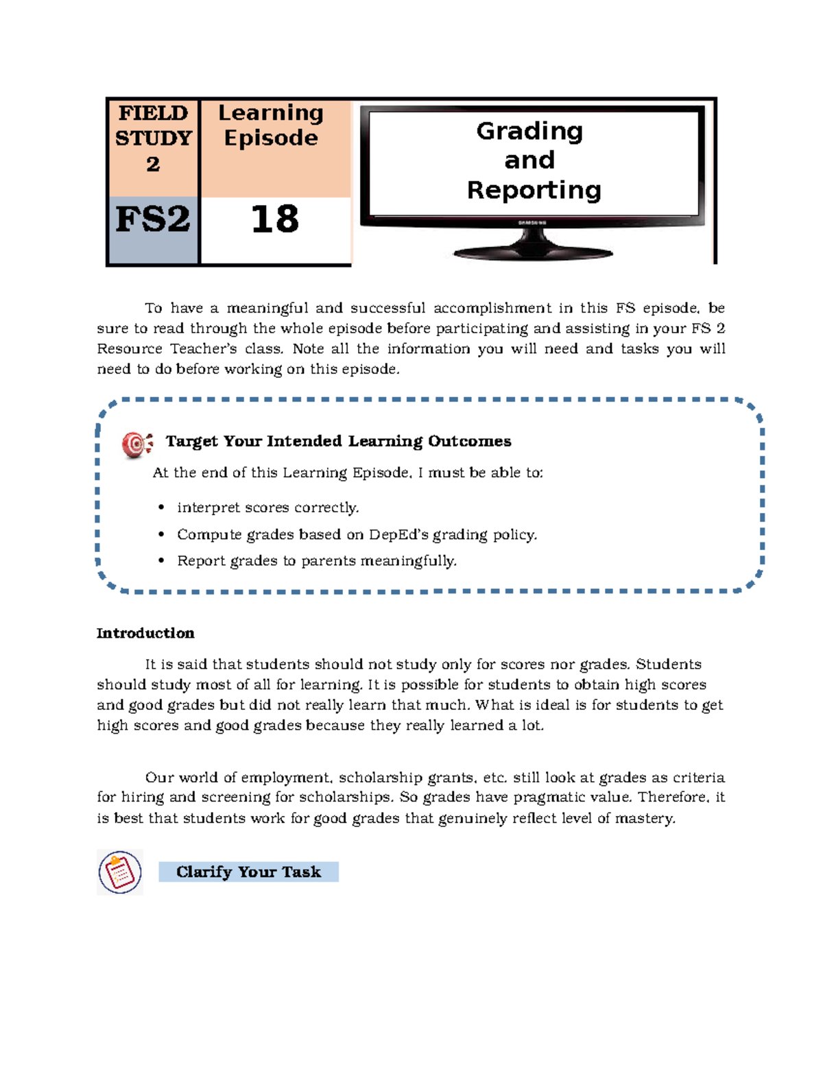Field Study 2 Learning Materials: Episode 11 Overview and Grading Guide ...