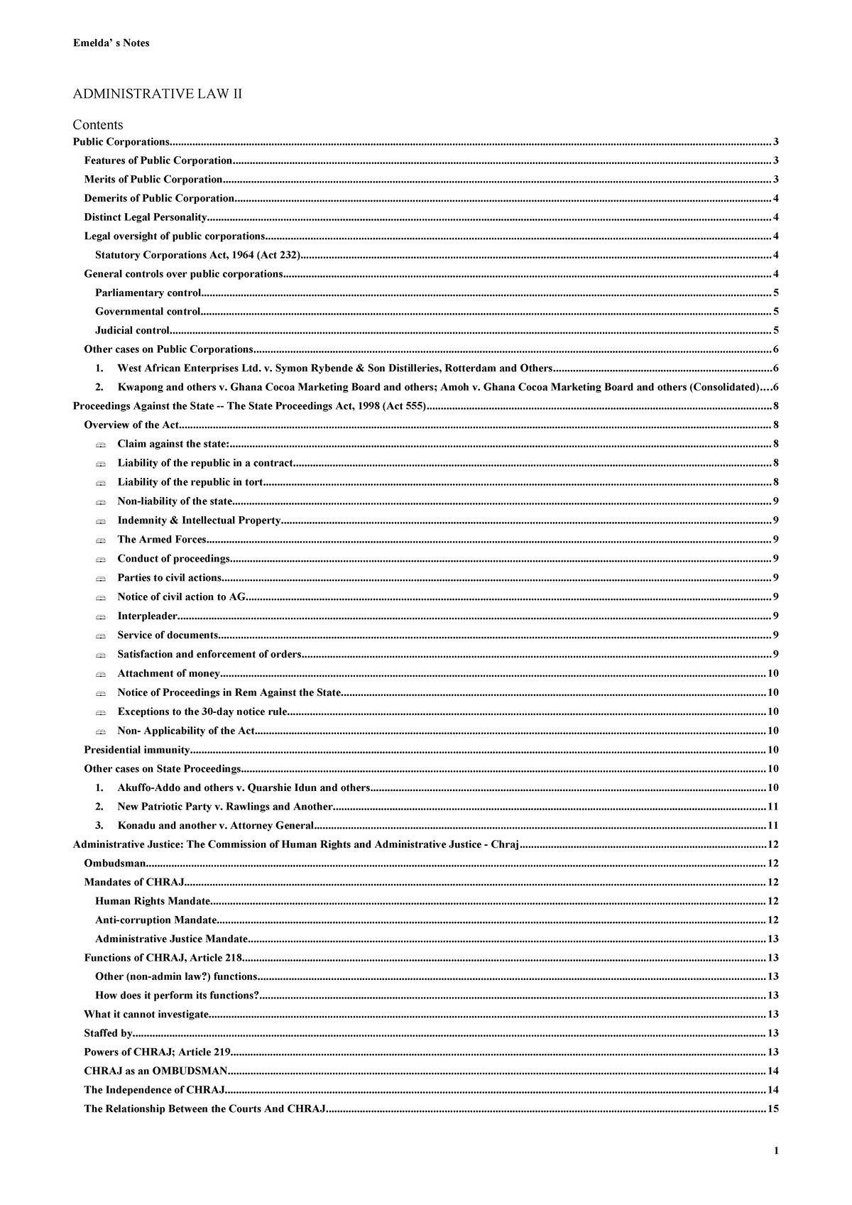 Admin Law II: Key Concepts & Case Summaries Notes - Studocu