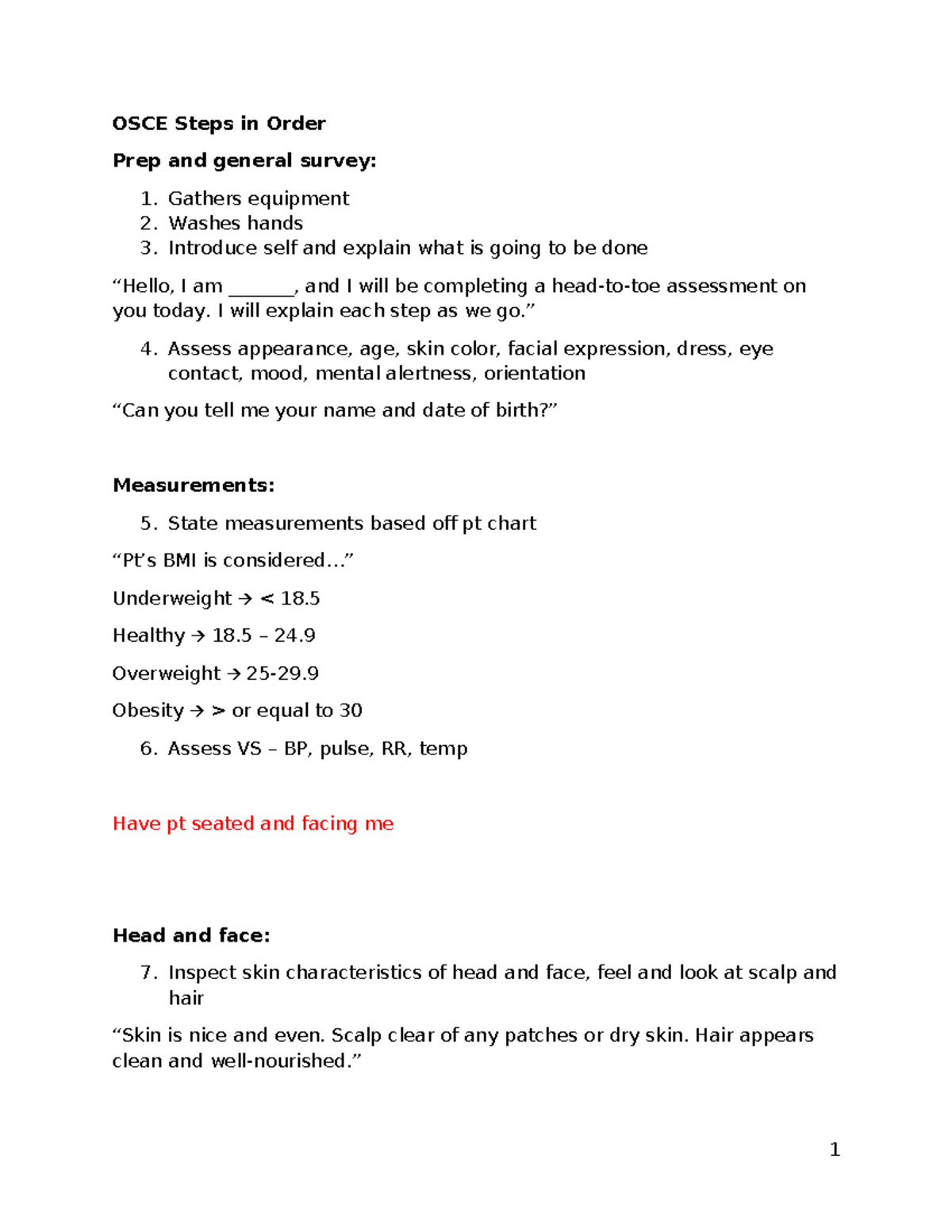OSCE Steps in Order for Patient Assessment: A Comprehensive Guide - Studocu