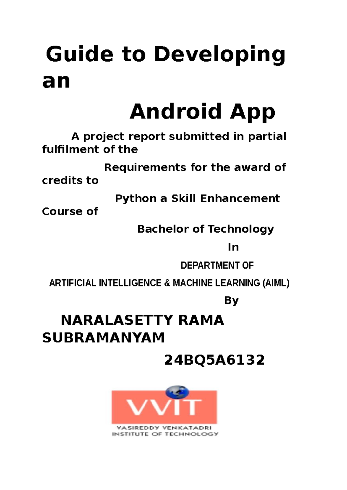 Guide to Developing an Android App: Python Project Report (AIML) - Studocu