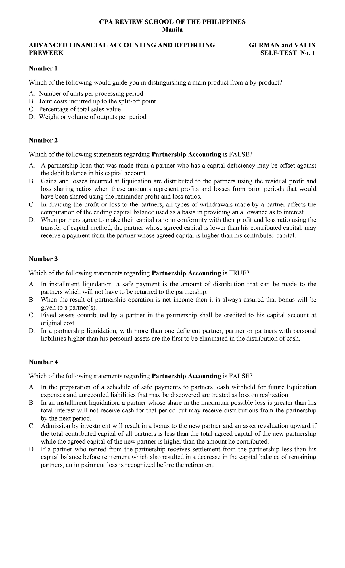 RESA Handouts for AFAR and TAX Midterm Review - Studocu