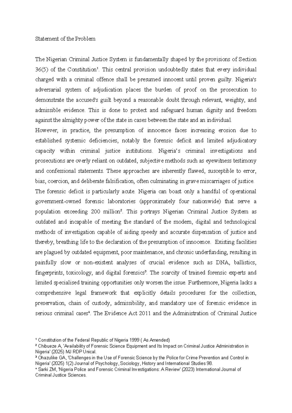 Forensic Deficits and the Presumption of Innocence in Nigeria's ...