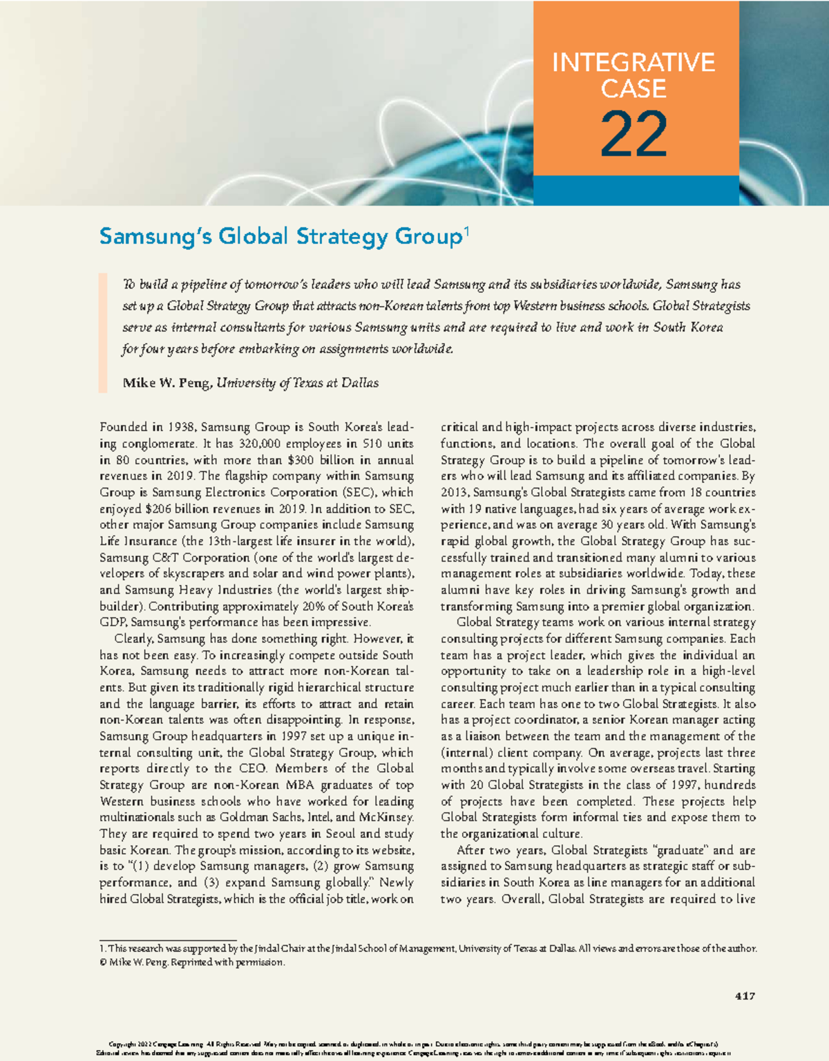 Case Study: Samsung's Global Strategy Group (Integrative Case 22) - Studocu