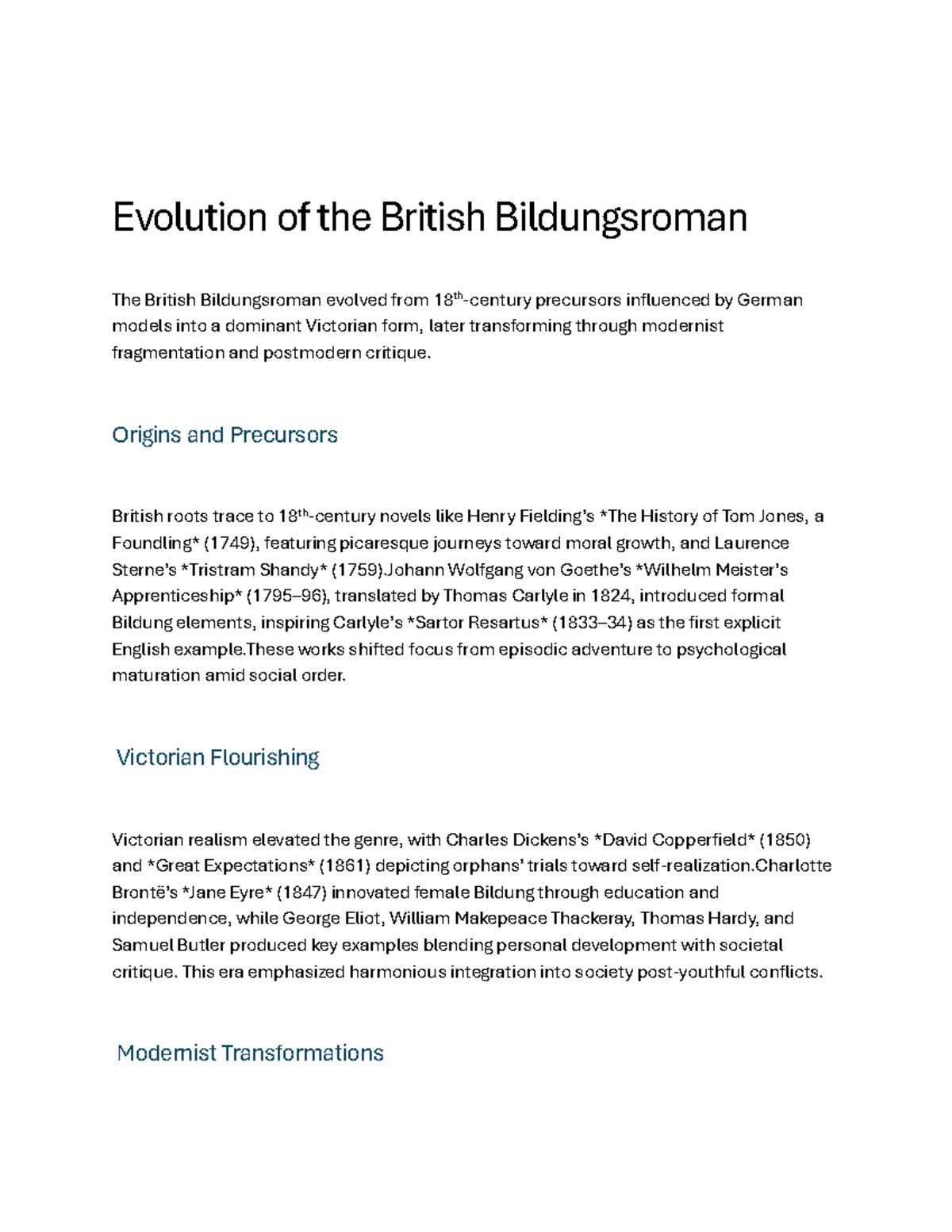 DOC4 - Evolution of the British Bildungsroman: From Precursors to ...