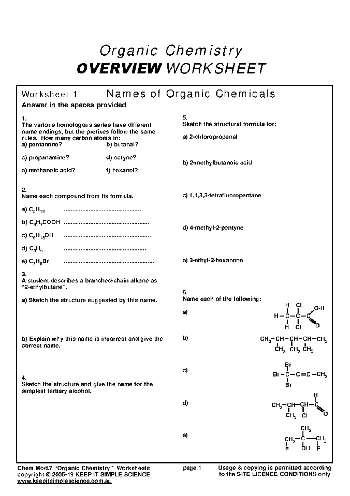 Organic Chemistry Review: Comprehensive Study Sheet for Chem Mod - Studocu
