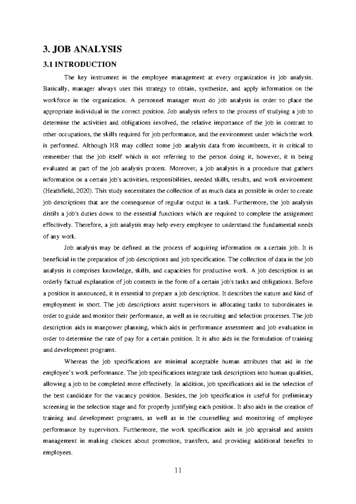 JOB Analysis - An Assignment Overview and Methodologies - Studocu