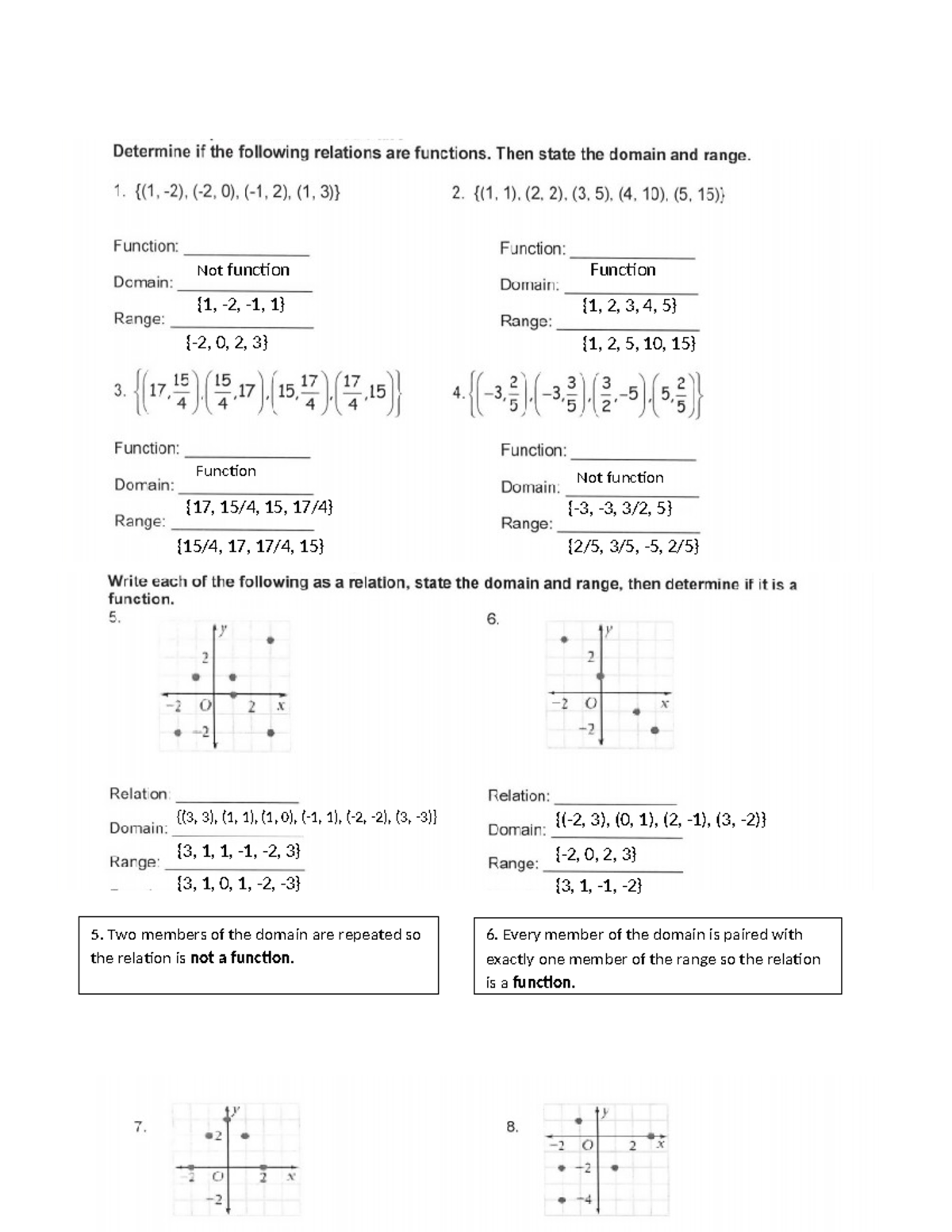 Practice Exercise: Relations and Functions Analysis - Studocu